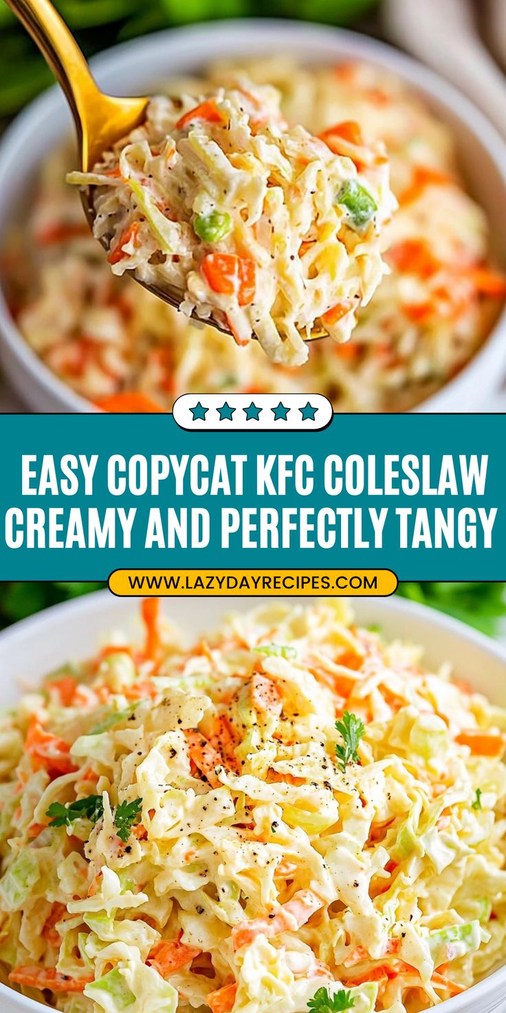 Copycat Kentucky Fried Chicken Coleslaw Recipe - LazyDayRecipes
