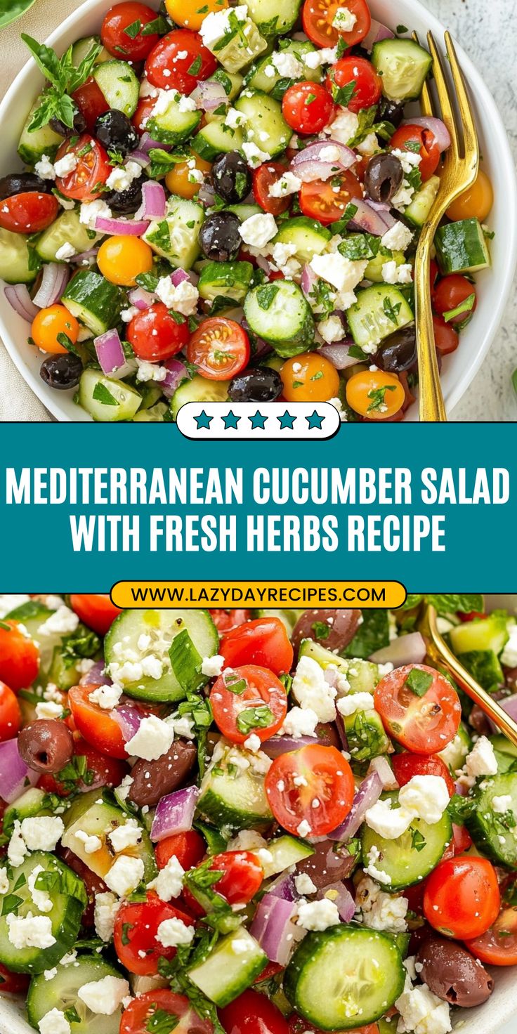 Mediterranean Cucumber Salad Recipe - LazyDayRecipes
