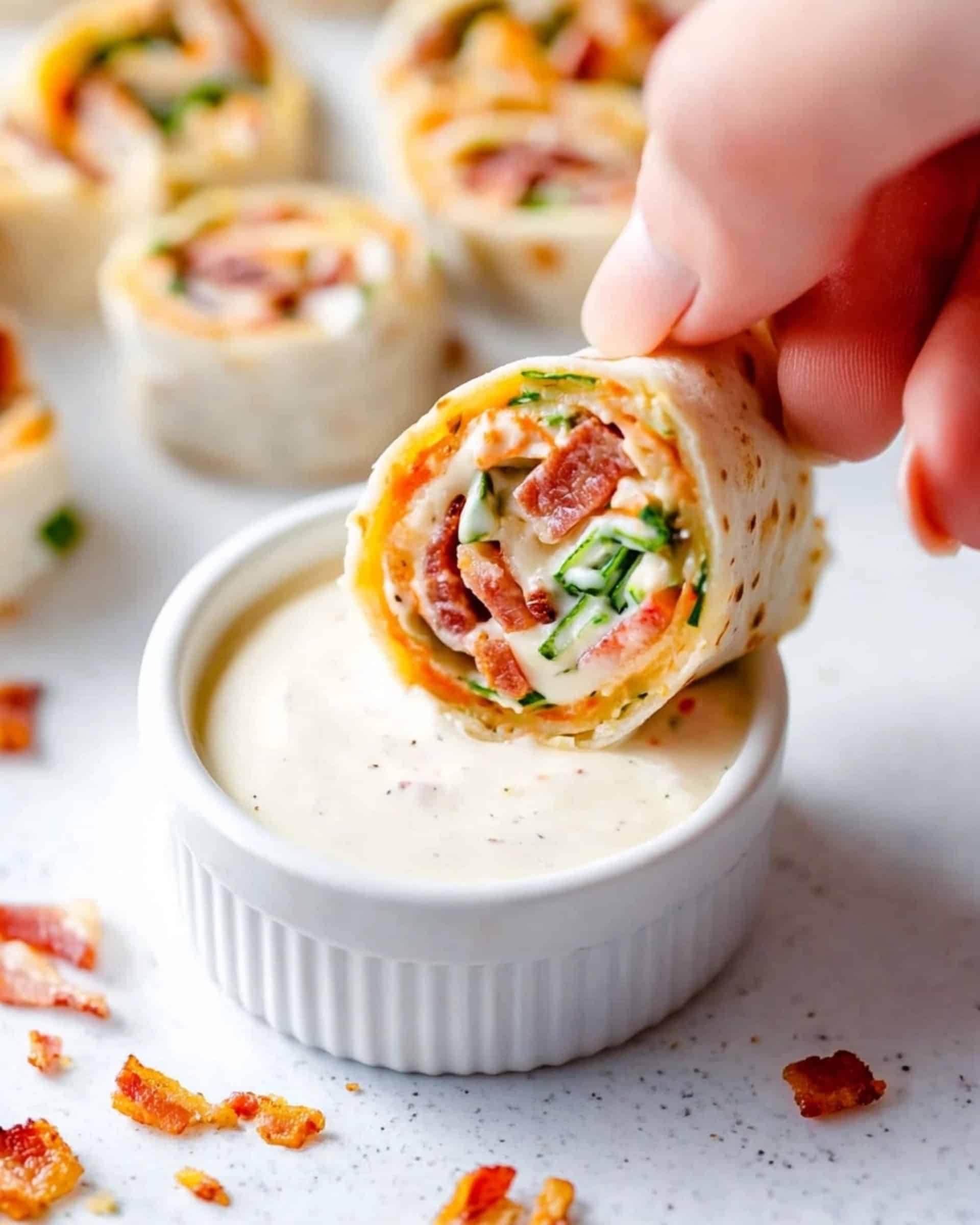 Cheddar Bacon Ranch Cream Cheese Pinwheels Recipe - LazyDayRecipes