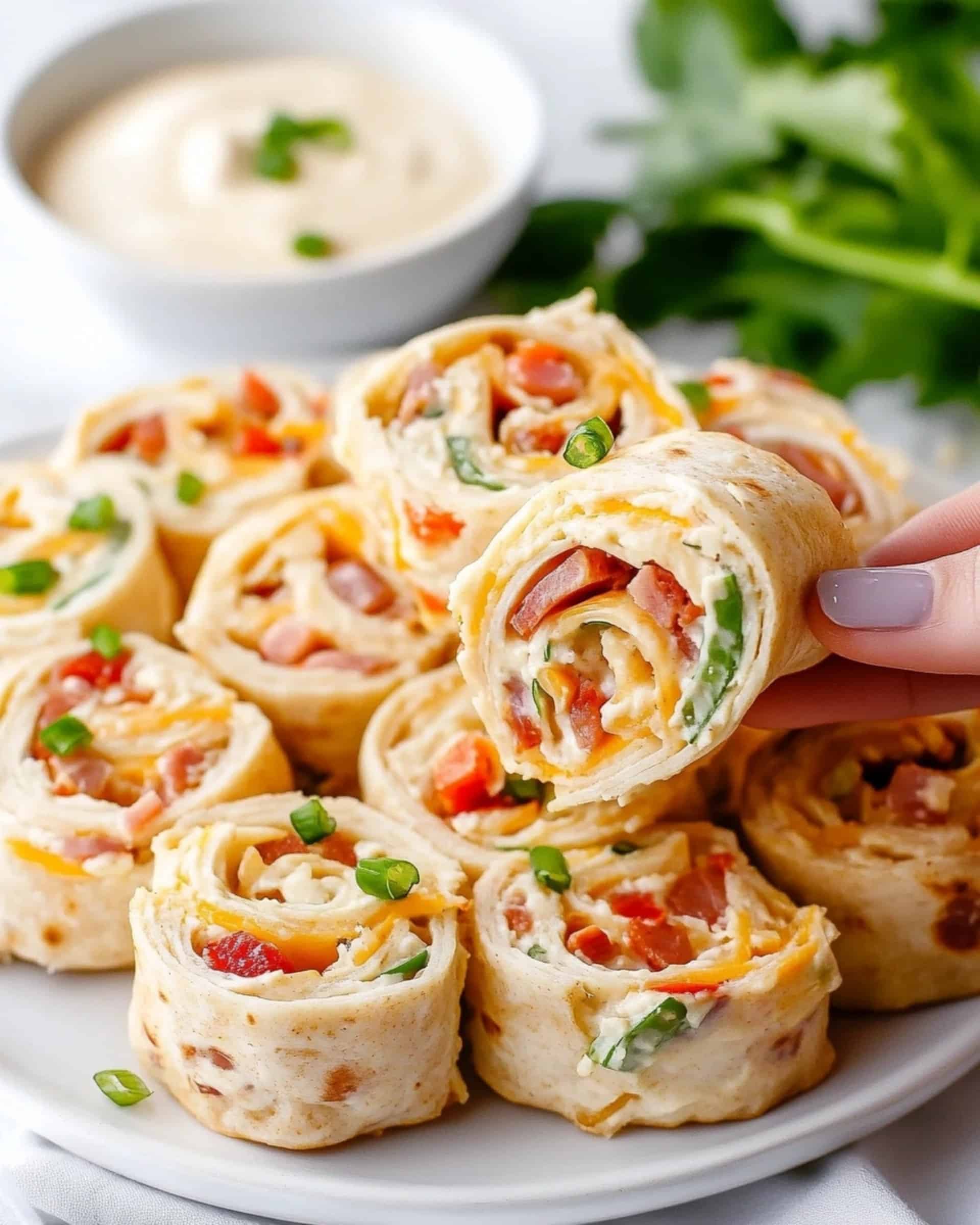 Cheddar Bacon Ranch Cream Cheese Pinwheels Recipe - LazyDayRecipes