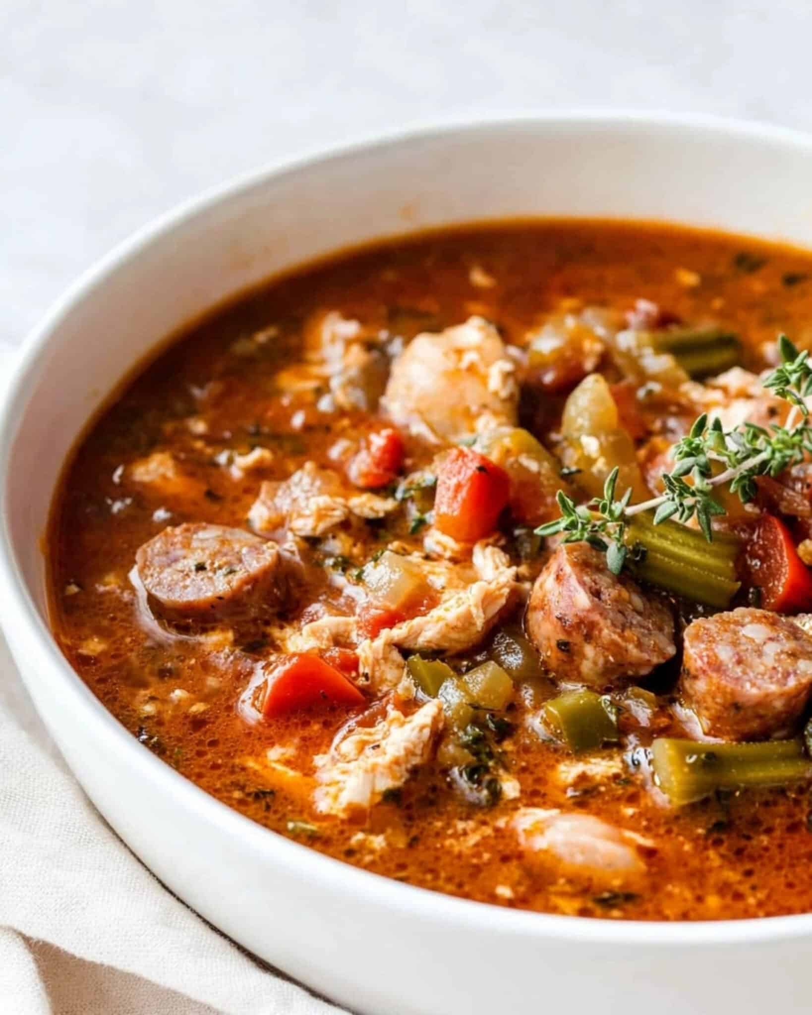 Chicken Sausage Gumbo Soup Recipe - LazyDayRecipes