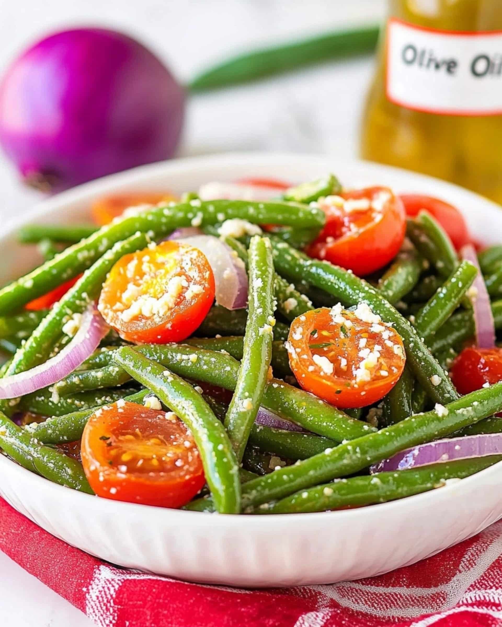 Marinated Cold String Bean Salad Recipe with Tomatoes - LazyDayRecipes