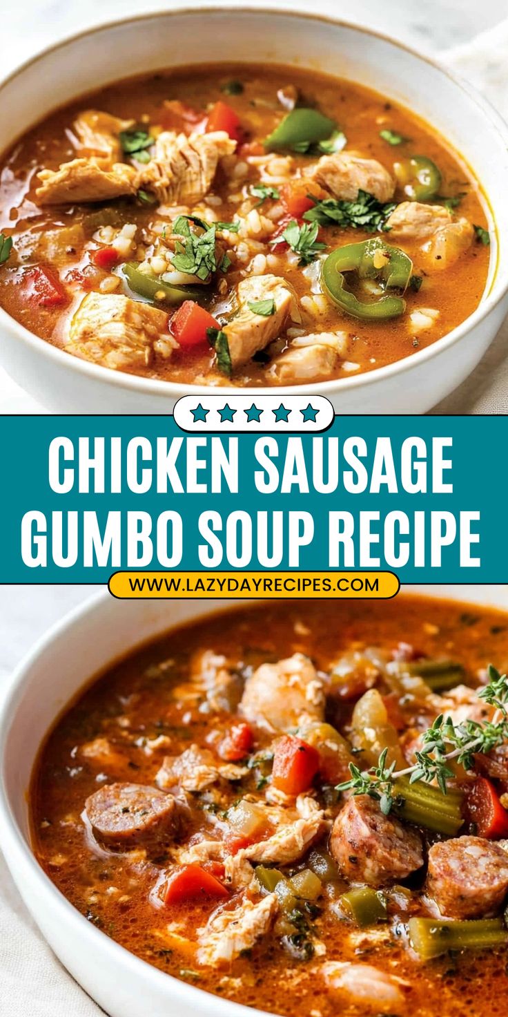Chicken Sausage Gumbo Soup Recipe - LazyDayRecipes