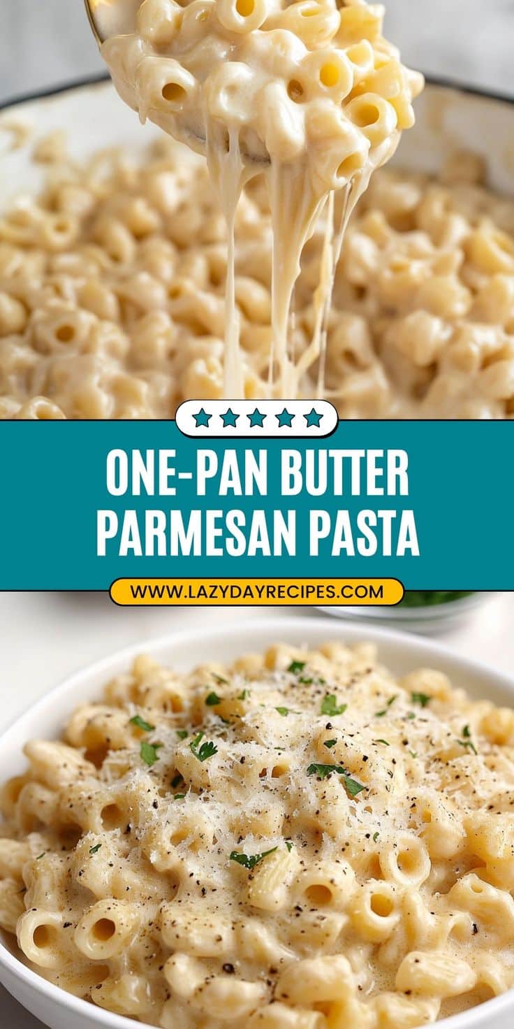 One-Pan Butter Parmesan Pasta Recipe - LazyDayRecipes